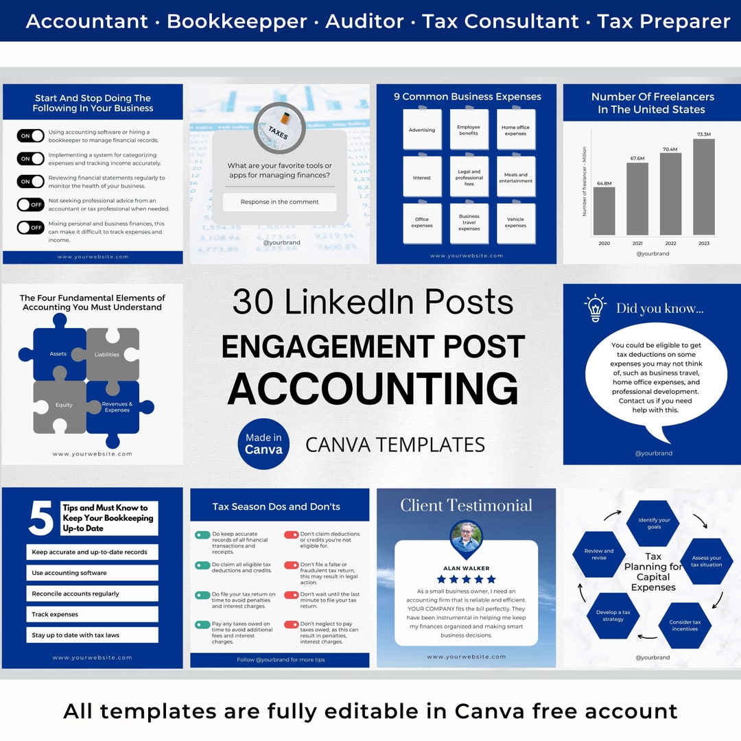 30 Linkedin Engagement Post for Accounting Post Canva Template ...