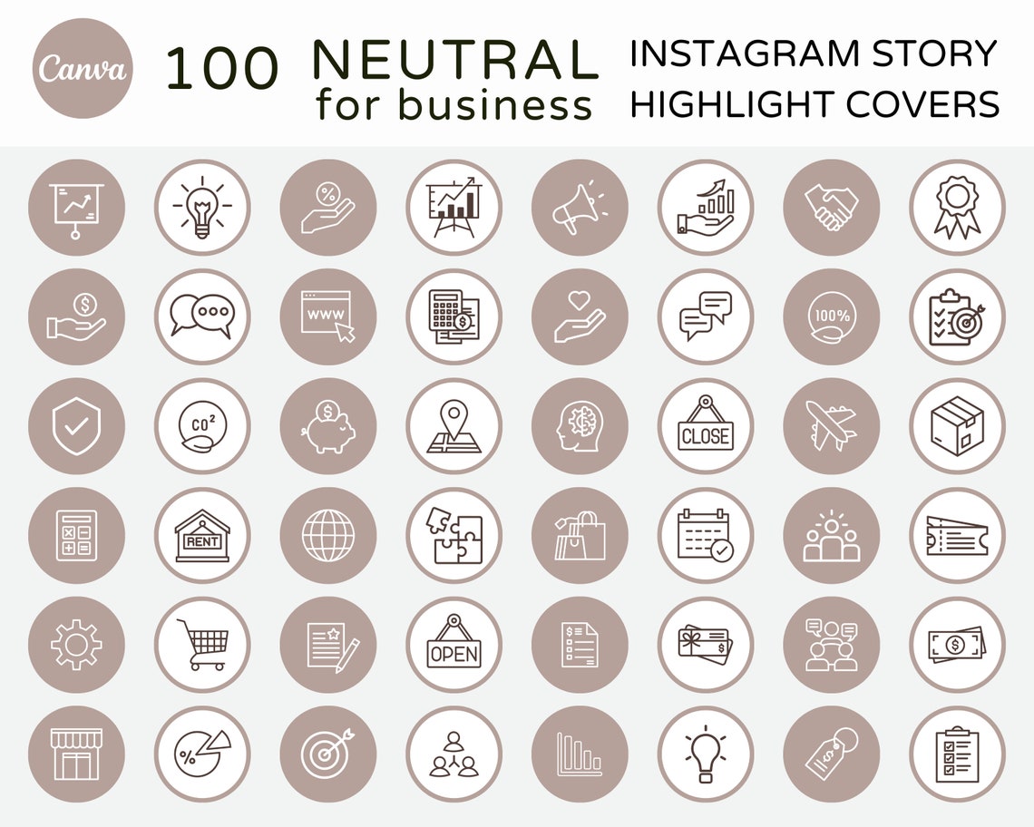 100 Neutral Instagram Story Highlight Covers for Business - Etsy