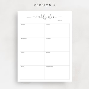 Printable Weekly Planner Portrait Weekly Plan Minimalist Planner ...