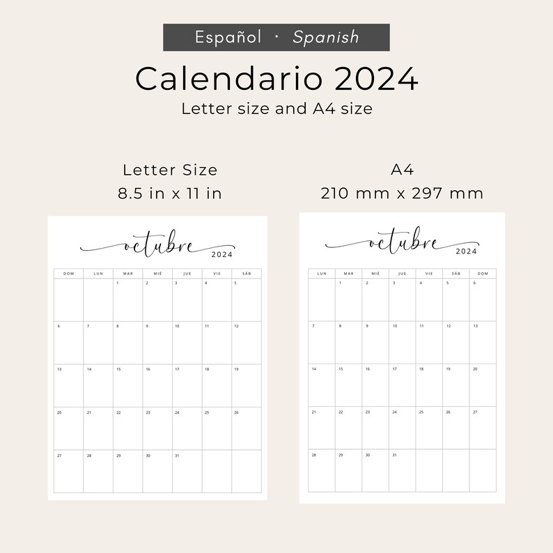 Calendario 2024 Calendario En Español 2024 Planificador Mensual 2024 ...