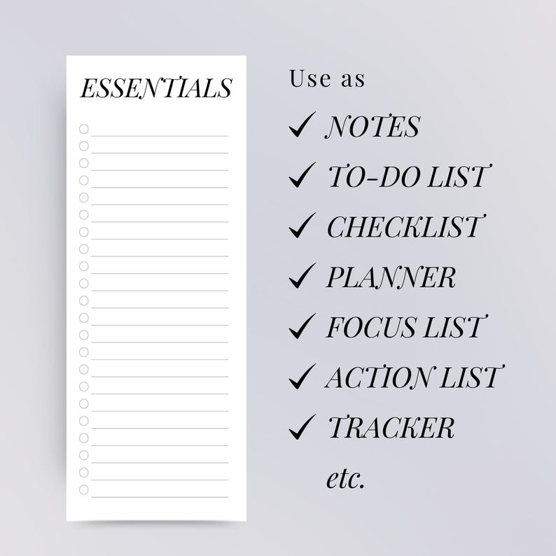 Focus List Printable Slim Notepad Desk Pad Productivity List Planner ...