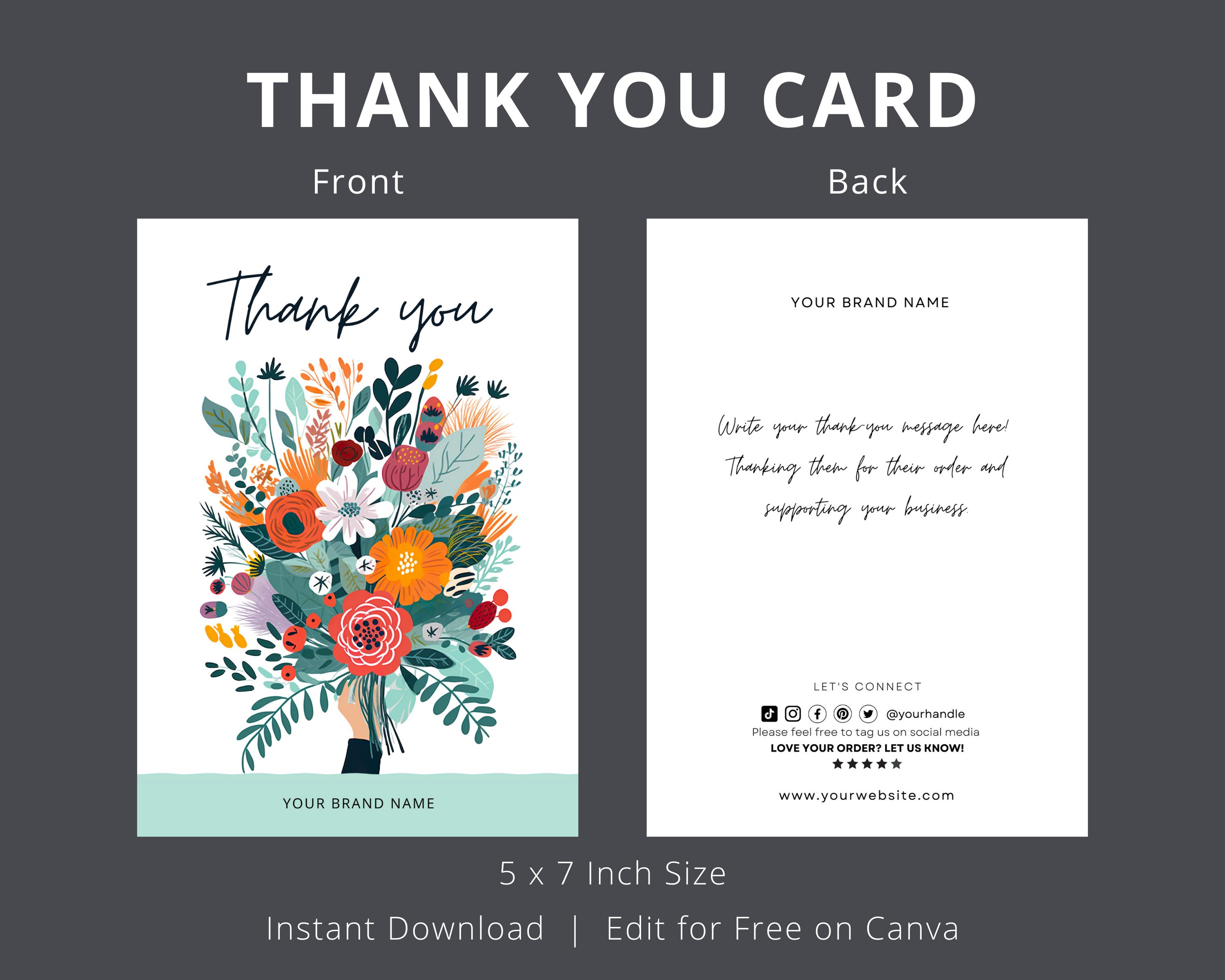 EDITABLE Thank You Card for Package PRINTABLE Thank You Card for Small ...