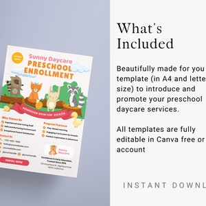 Flyer Template for Preschool Daycare Enrollment Printable Brochure ...