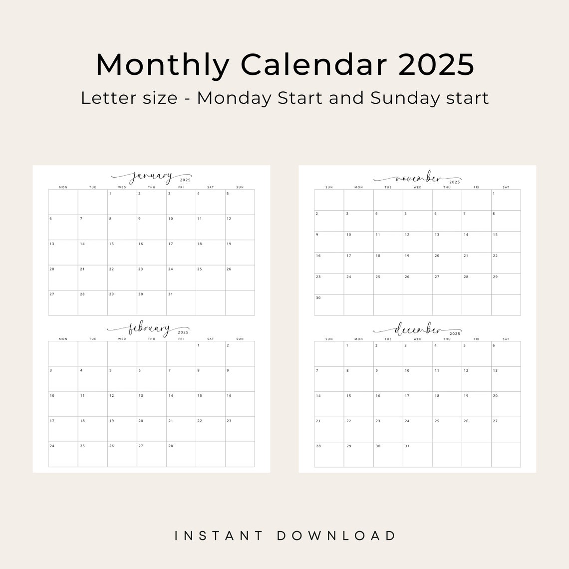2025 Calendar 2 Months per Page Calendar 2025 Planner Wall Calendar Two ...