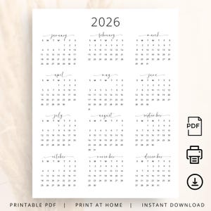 2026 Yearly Calendar 2026 Calendar Vertical Calendar Printable 2026 ...