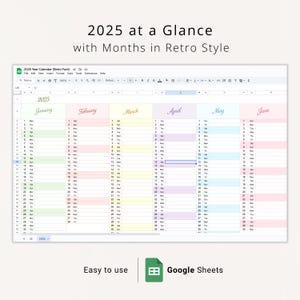 2025 Calendar Google Sheets Template 2025 Digital Planner 2025 Monthly ...
