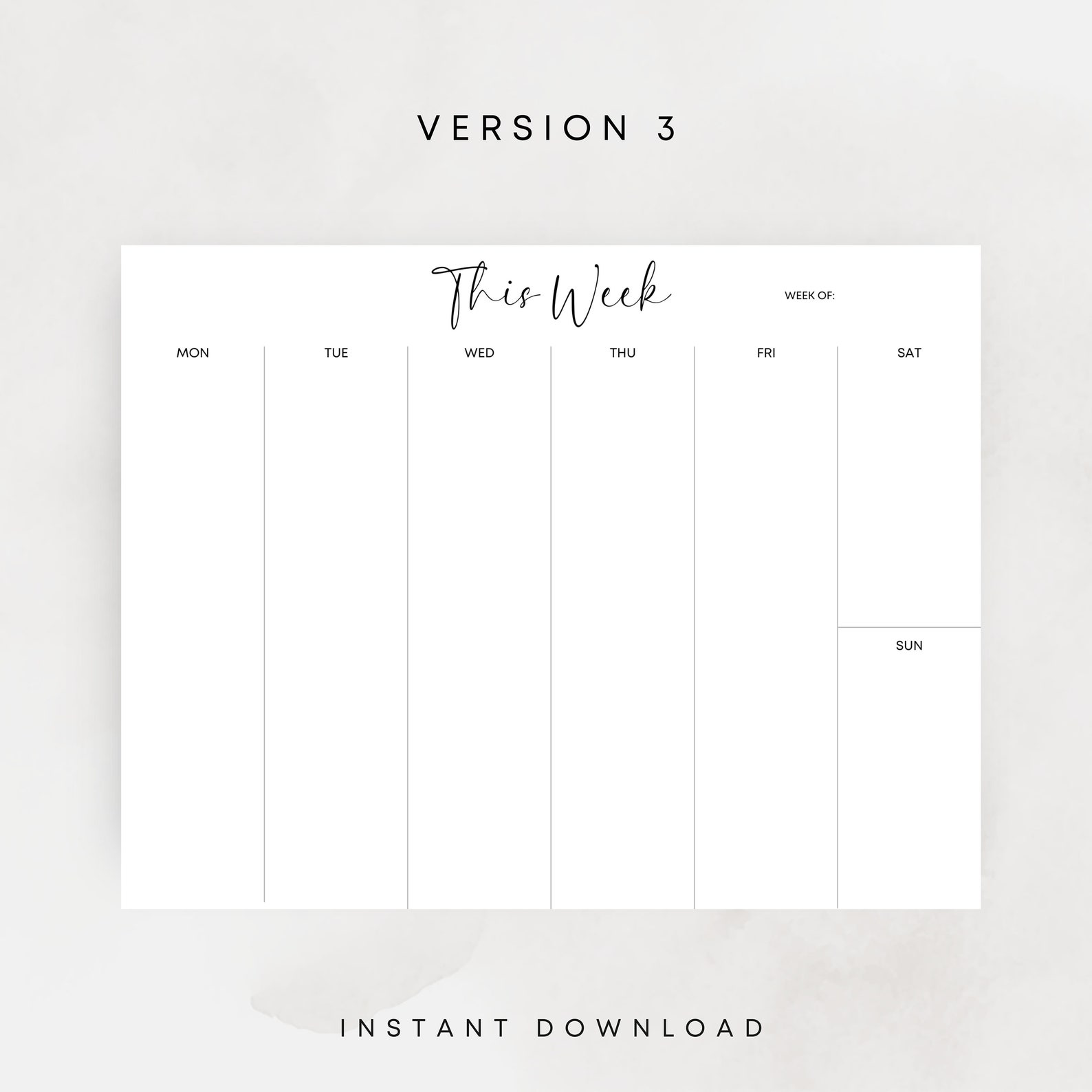 Printable Weekly Planner Minimal Weekly Planner Landscape Undated ...