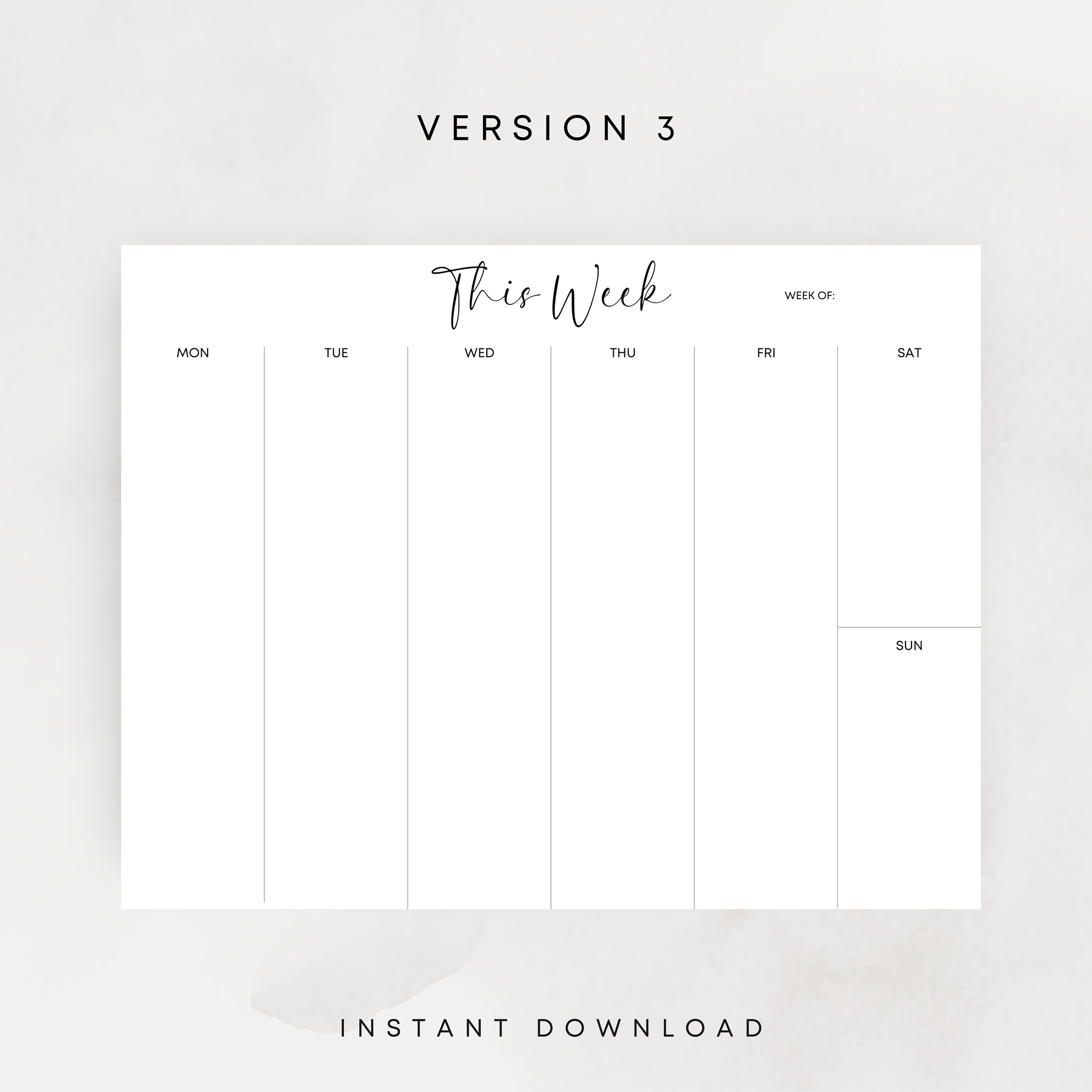 Printable Weekly Planner Minimal Weekly Planner Landscape Undated ...