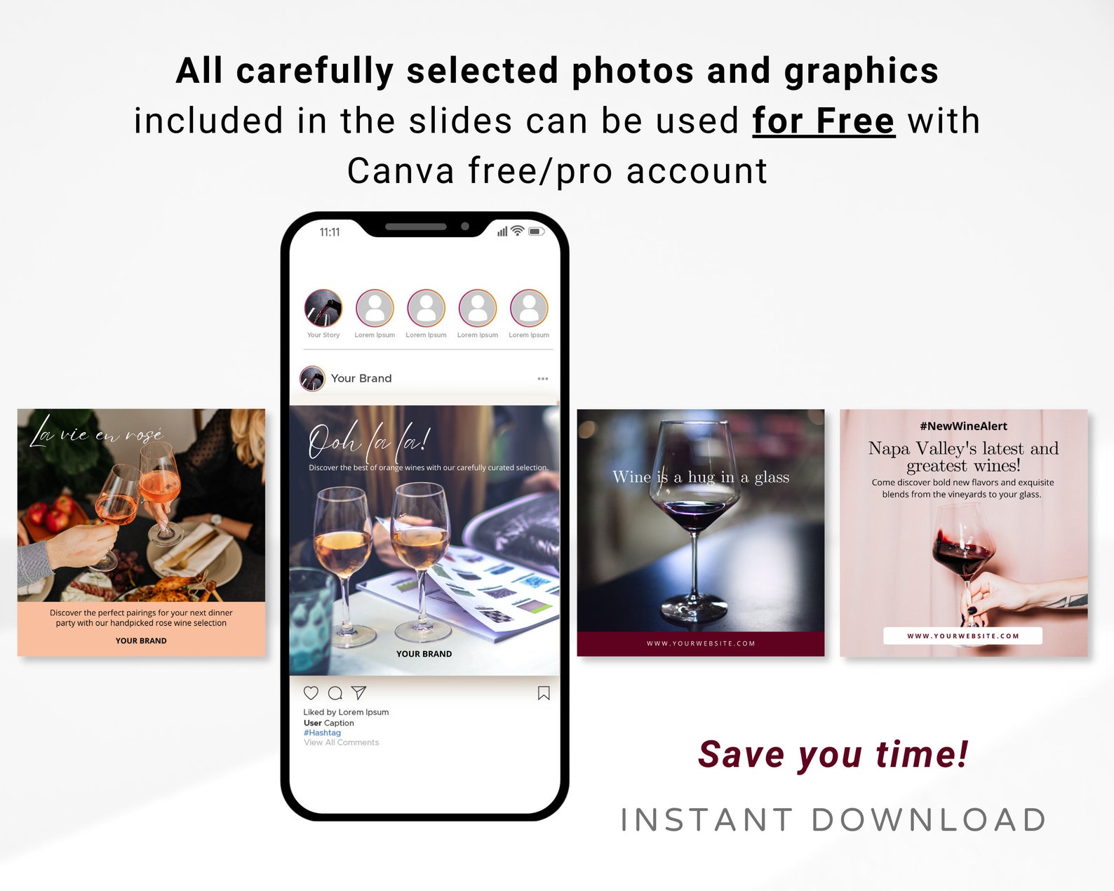 30 Wine Shop Instagram Canva Template Winery Social Media Template Wine ...