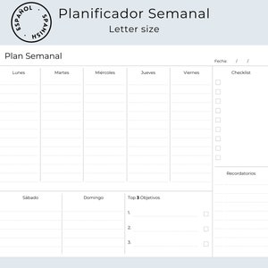 Spanish Planner Planificador Semanal Organizador Semanal Mi Semana ...