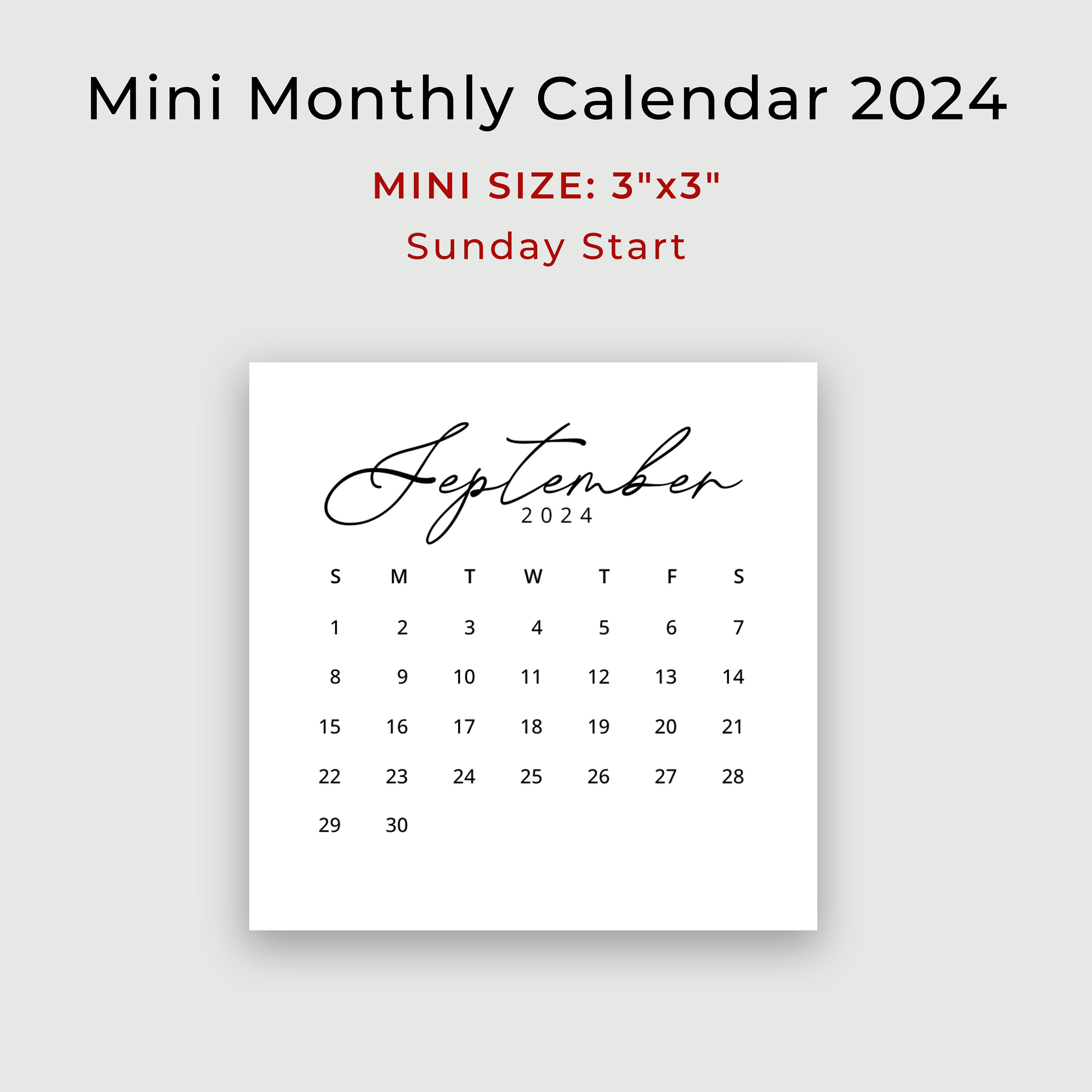 2024 3x3 Mini Calendar 2024 Calendar 2024 Card Calendar Square ...