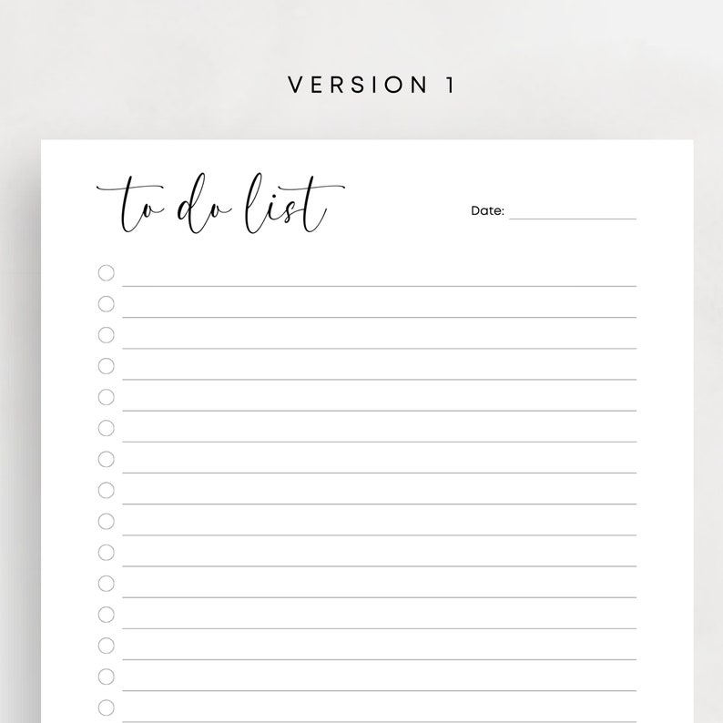 Minimal to Do List PRINTABLE Daily to Do List Weekly to Do Monthly Task ...