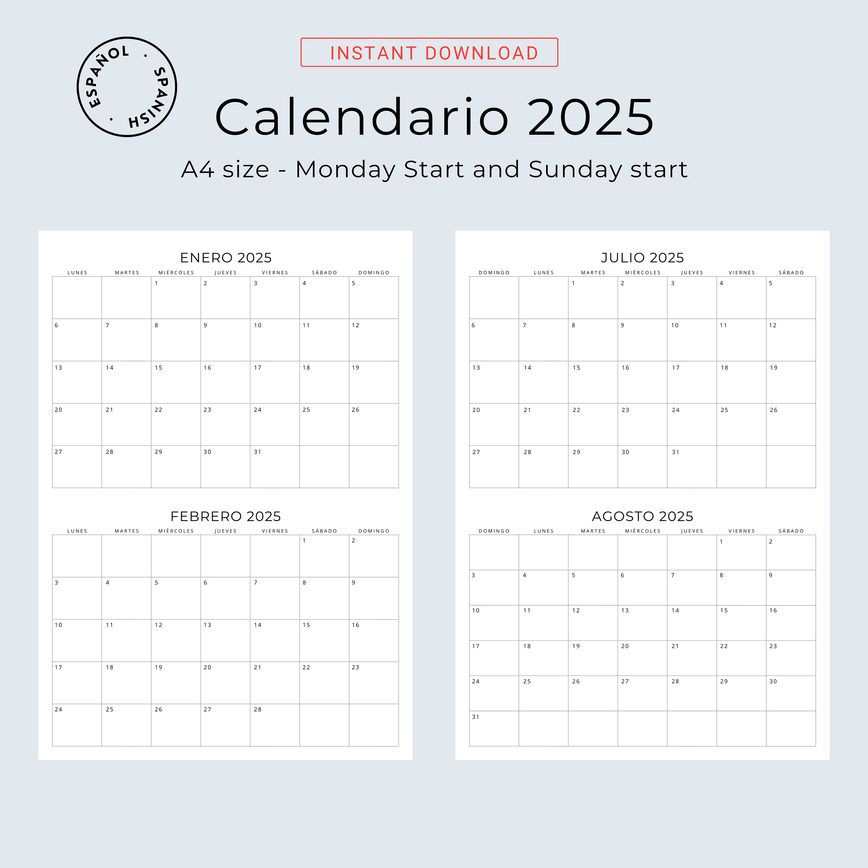 Calendario 2023 2024 2025 Spanish Calendar Printable 2 Months per Page ...