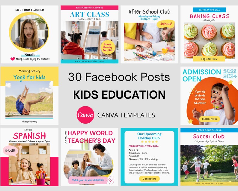 30 Kids Education Facebook Post Canva Template Back to School - Etsy