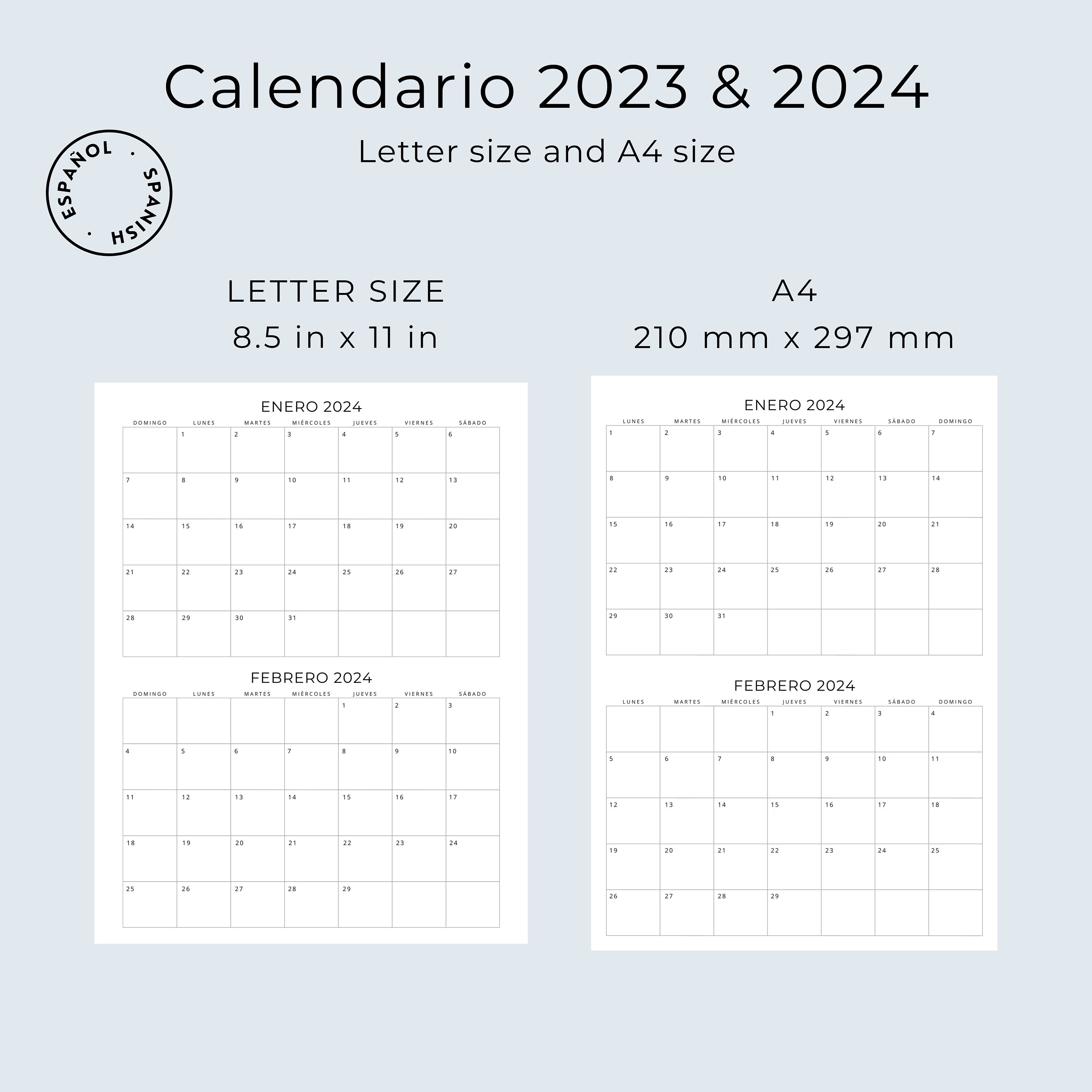 Calendario 2023 & 2024 Calendario Español 2023 2024 Calendario Mensual ...