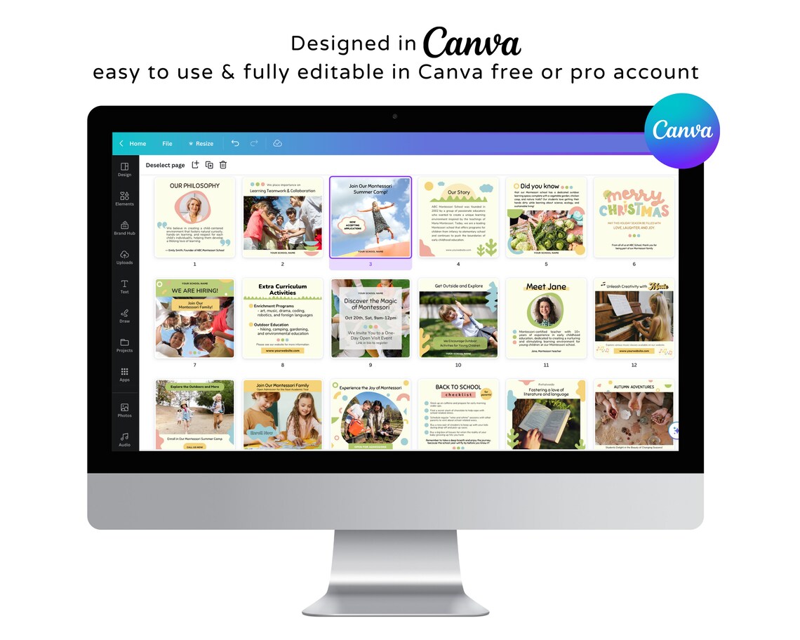 30 Instagram Post Montessori School Canva Template Montessori - Etsy