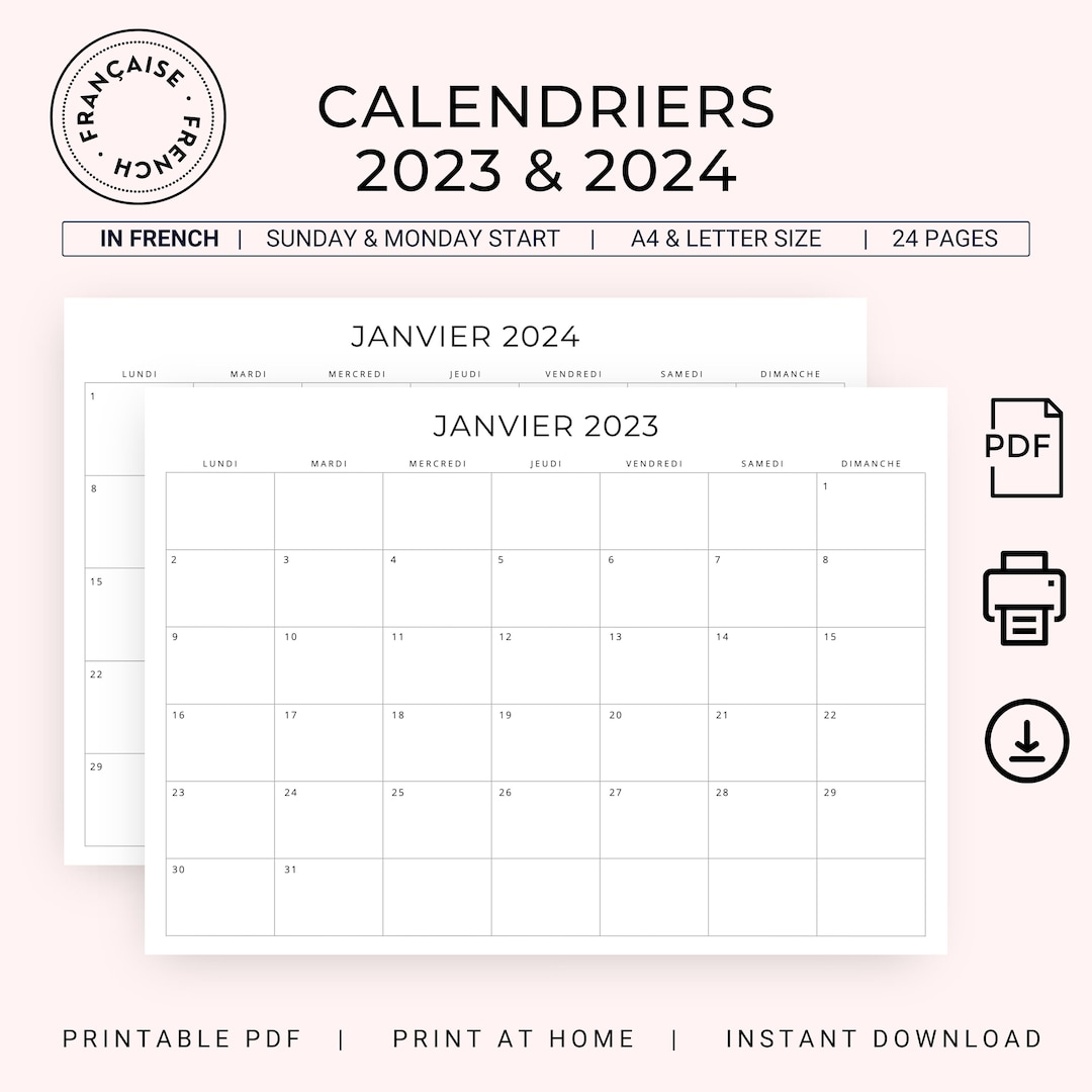 2023 2024 Calendrier Français 2023 2024 French Calendar 2023 2024 ...