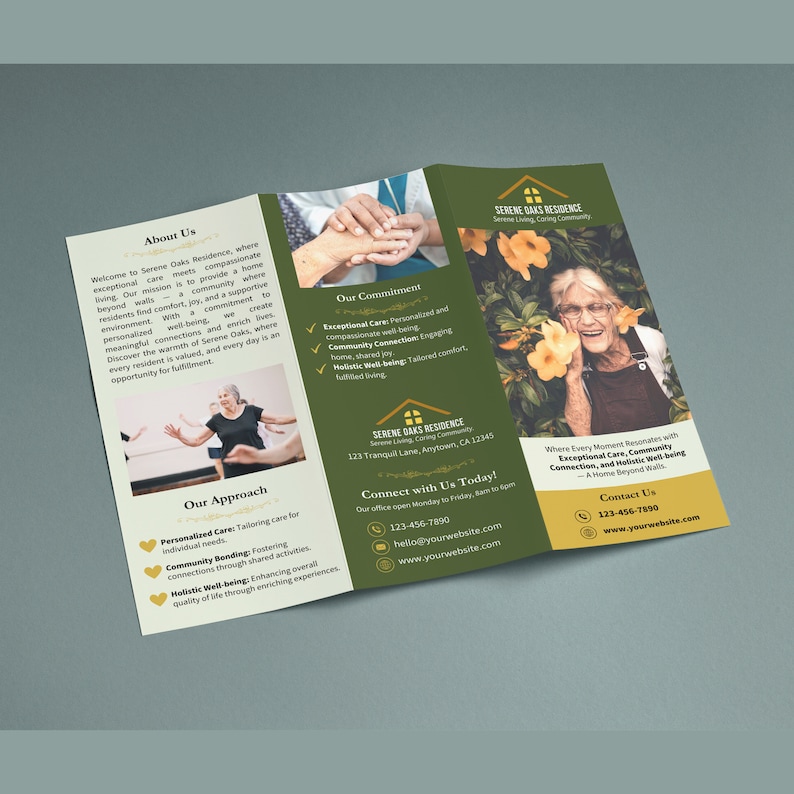 Editable Senior Residence Trifold Brochure Senior Shared Home Brochure ...