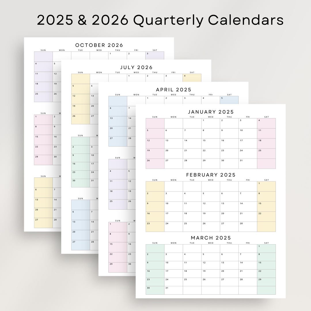 Calendario trimestral 2025 2026 Planificador trimestral 2025 y 2026 ...