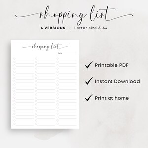 Printable Shopping List to Buy List Minimal Item Checklist Minimalist ...