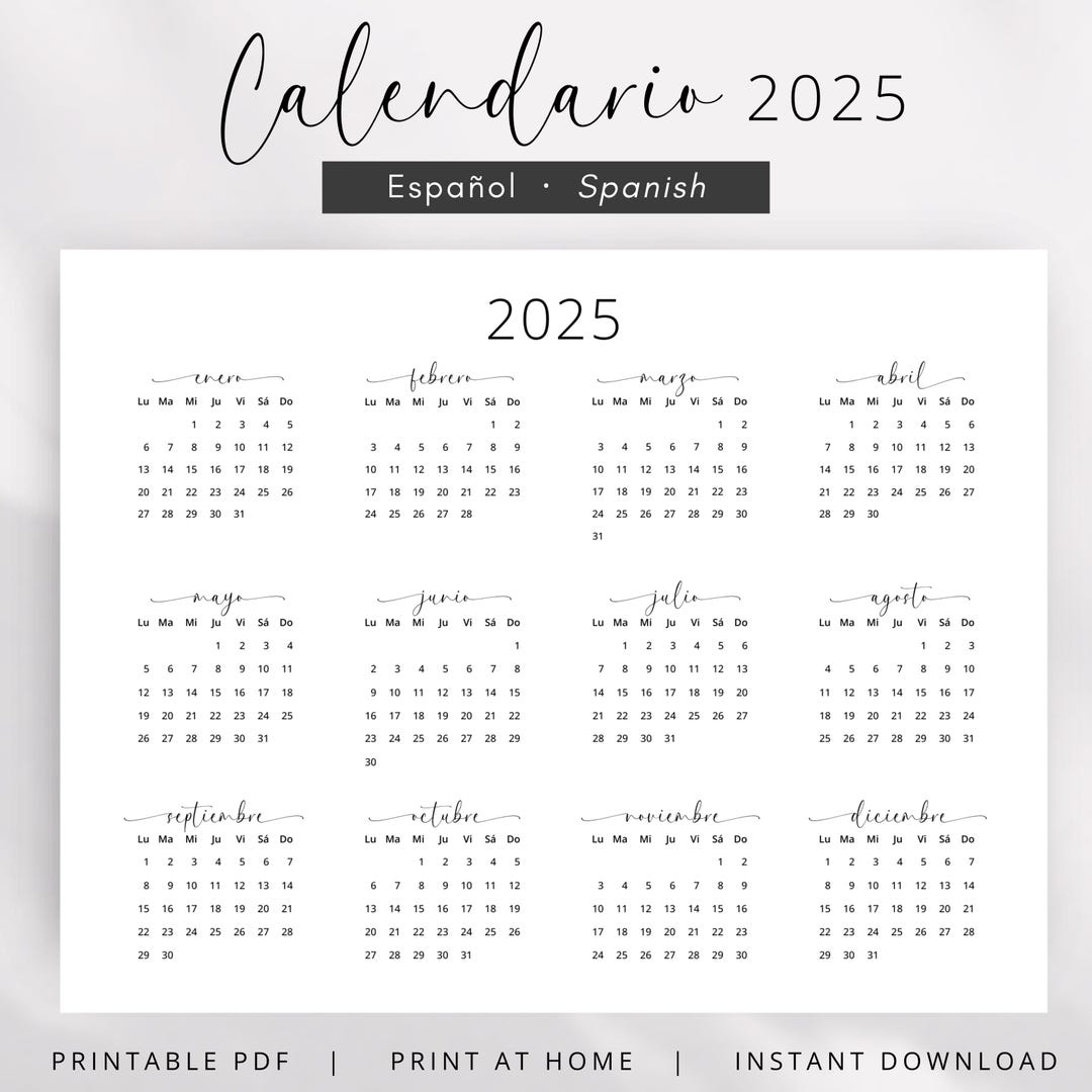 2025 Calendario En Español 2025 Calendario Español 2025 Spanish ...