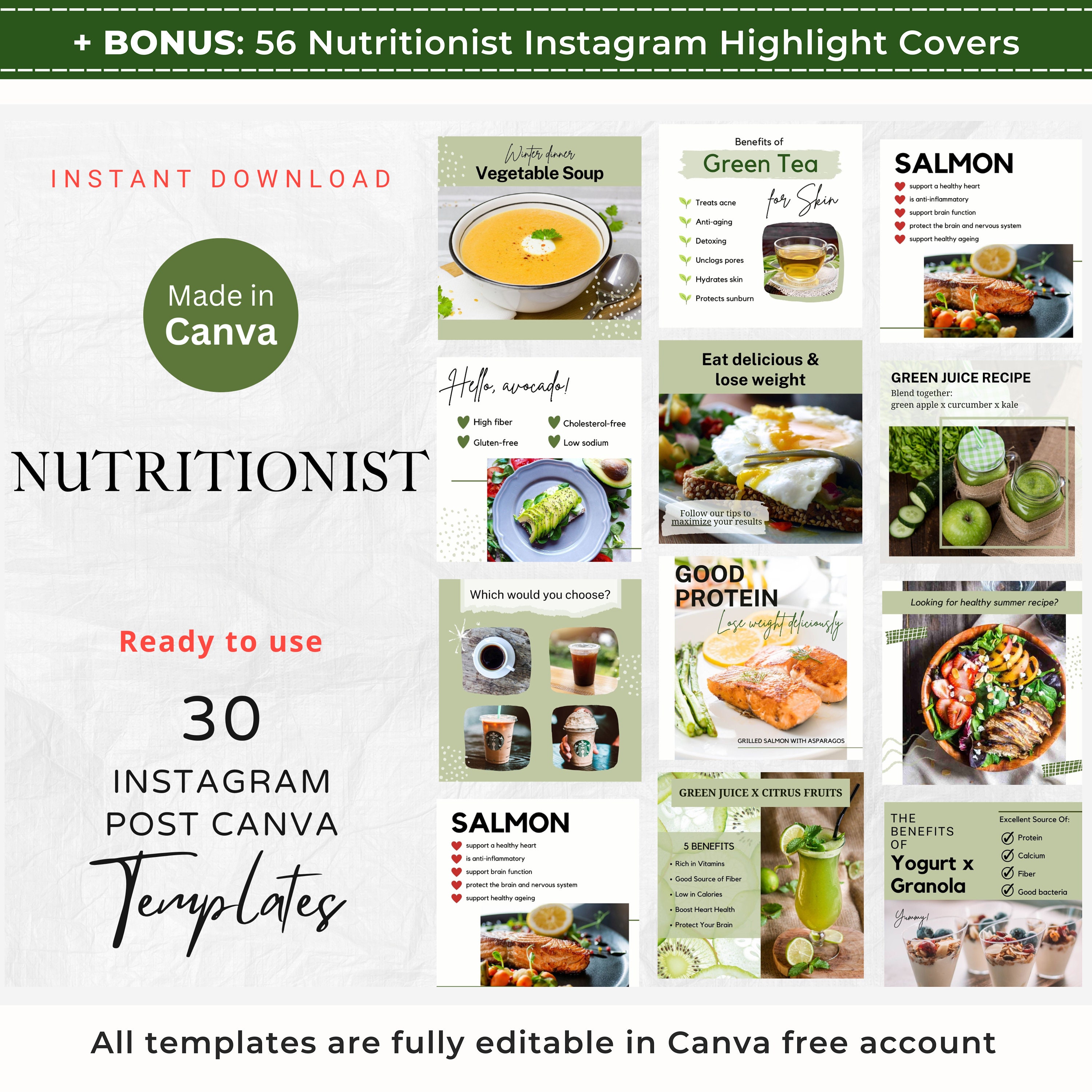 30 Nutritionist Instagram Post Dietitian Instagram Templates - Etsy