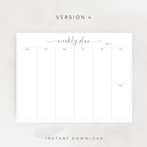 Weekly Planner Printable Minimalist Planner Landscape Elegant Undated ...
