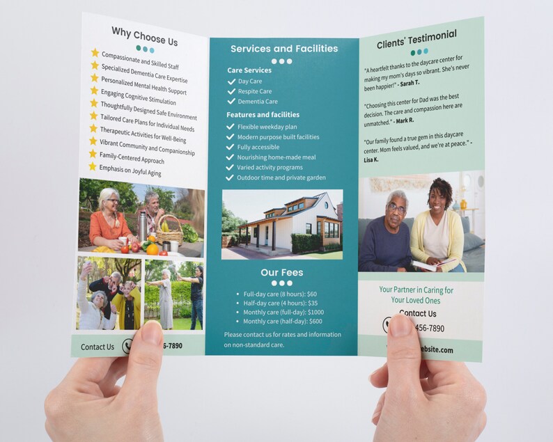 Adult Daycare Center Trifold Brochure Adult Day Center Leaflet Canva ...