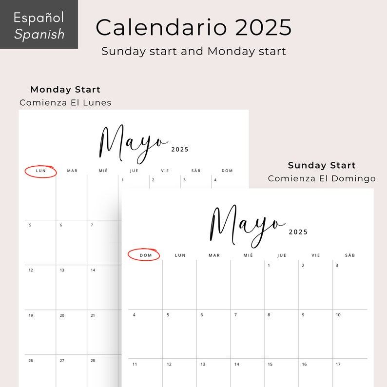 2025 Calendario En Español 2025 Calendario 2025 Planificador Spanish ...