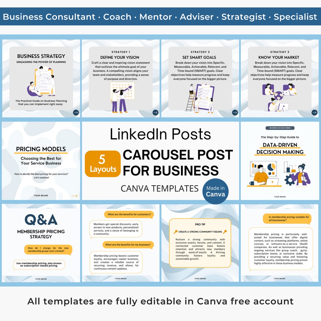 Linkedin Carousel Post for Business Consultant Linkedin Post Canva ...