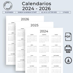 Calendario 2025 2026 Español - Etsy