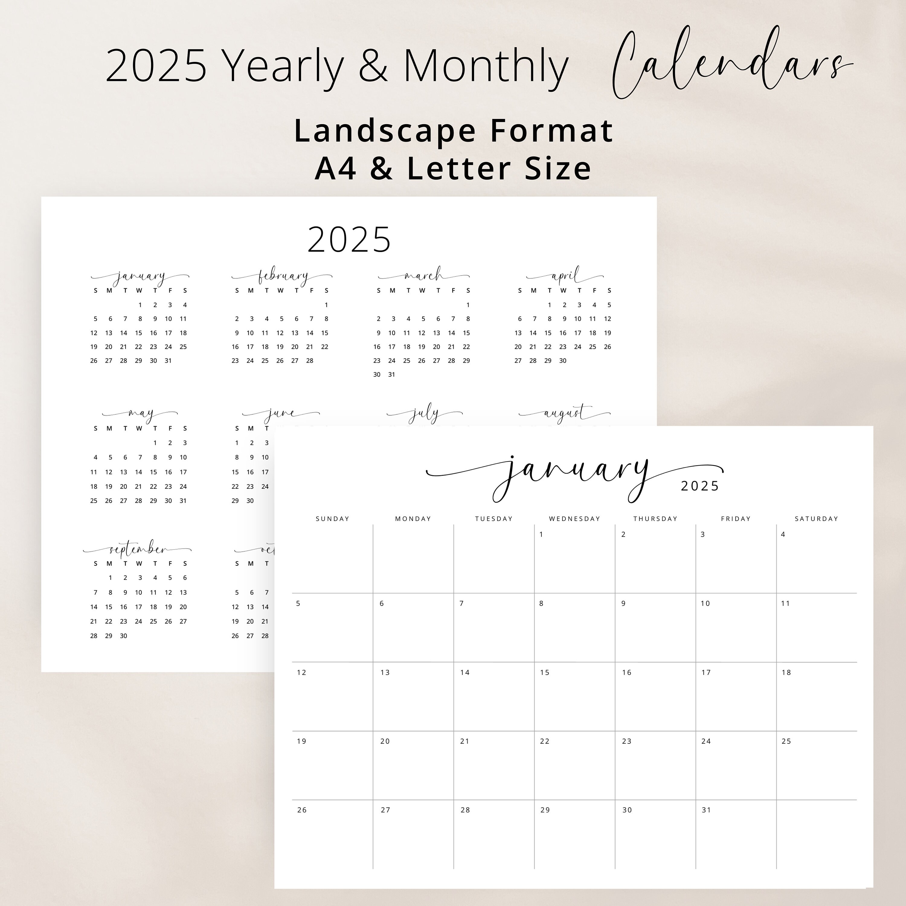 2025 BUNDLE Calendar & Planner 2025 Monthly Planner Year Calendar to Do ...