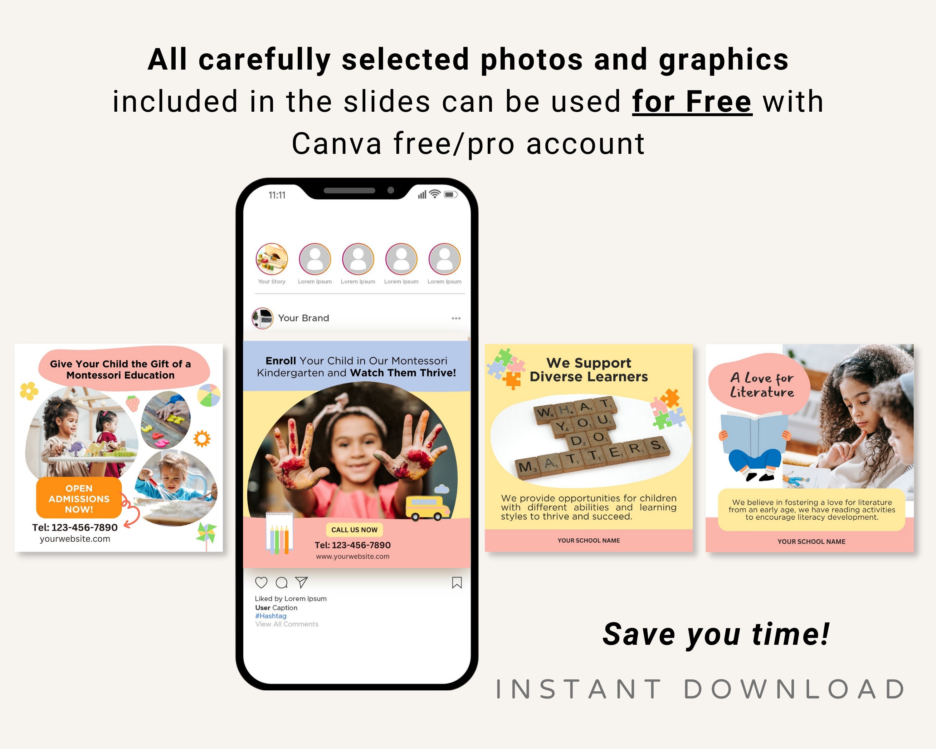 30 Montessori Kindergarten Facebook Canva Template Montessori Early ...