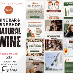 30 Natural Wine Instagram Post Canva Template Wine Bar Wine - Etsy