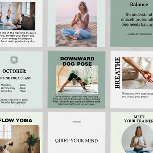 30 Yoga Coach Instagram Post Canva Template Yoga Studio Social Media ...