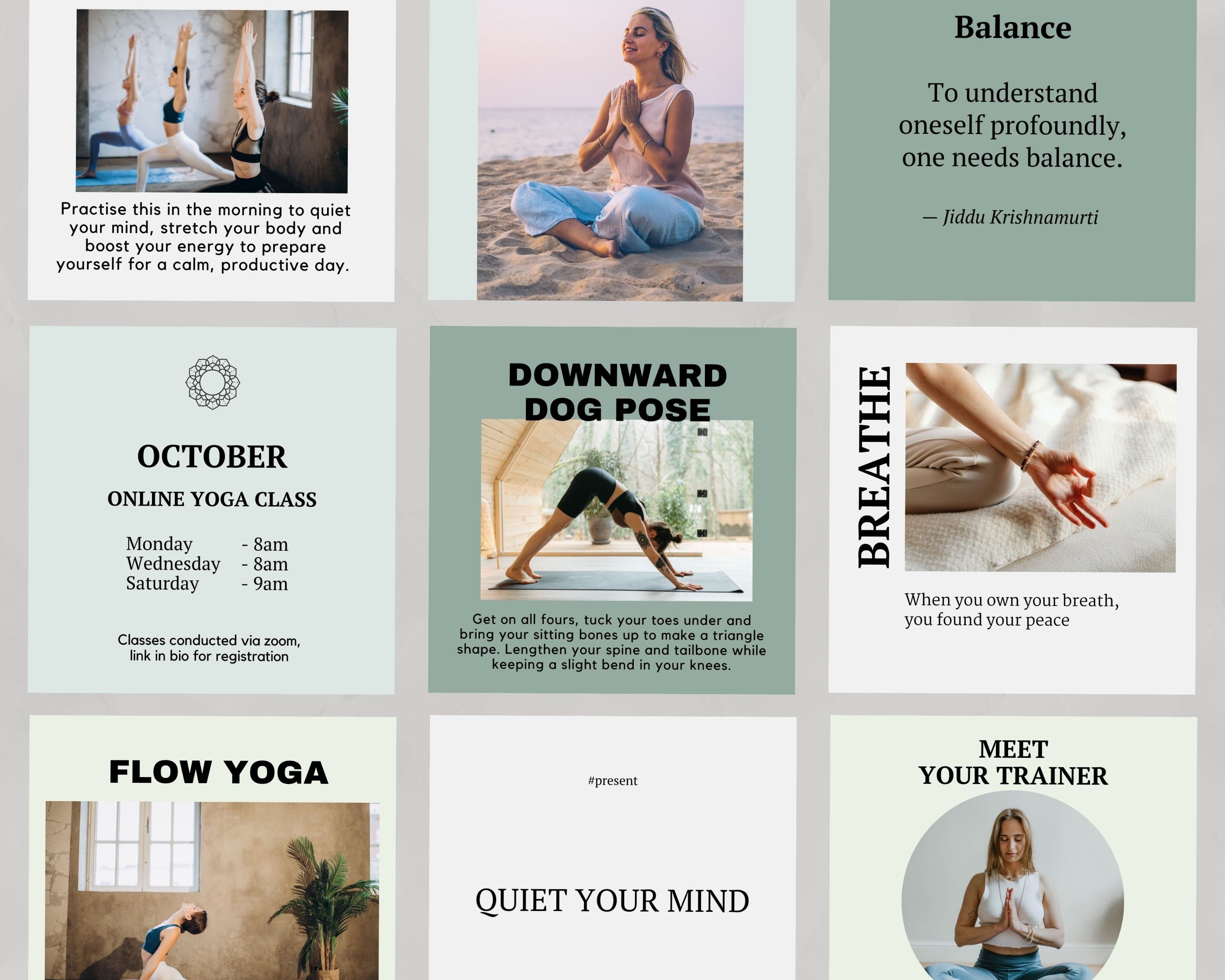 30 Yoga Coach Instagram Post Canva Template Yoga Studio Social Media ...