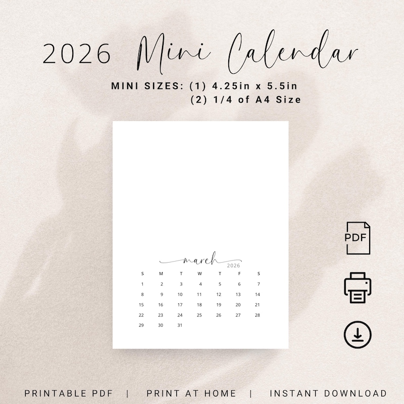 Small Desk Calendar 2026 - Etsy