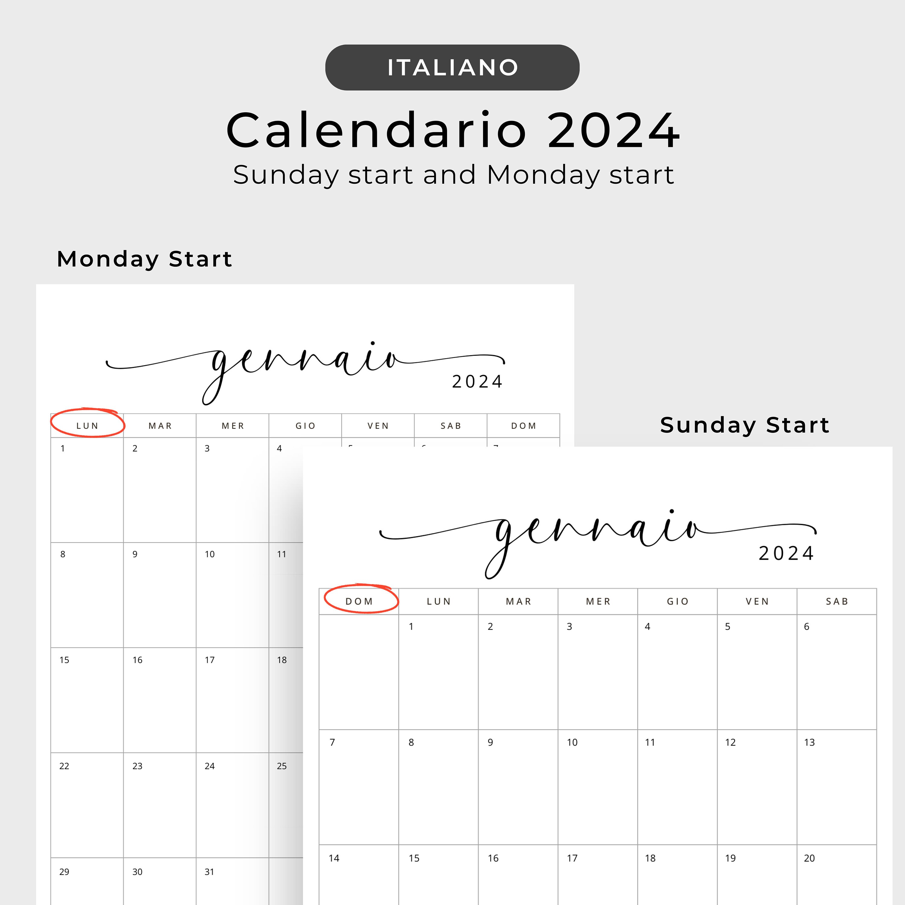Calendario 2024 Italiano Agenda in Italiano 2024 Planner Italiano ...