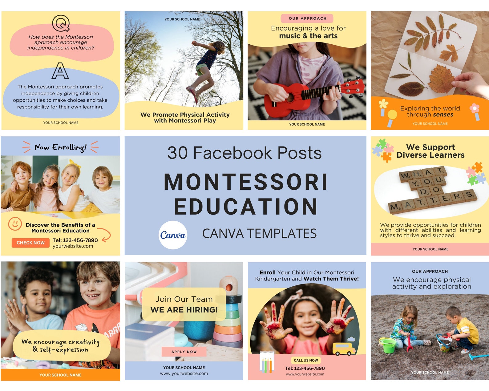 30 Montessori Kindergarten Facebook Canva Template Montessori - Etsy