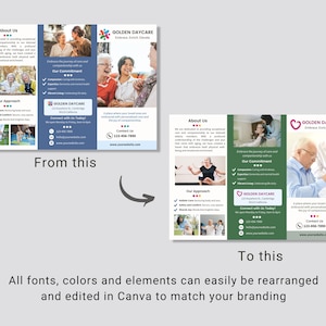 Editable Adult Daycare Center Trifold Brochure Day Center for Elderly ...