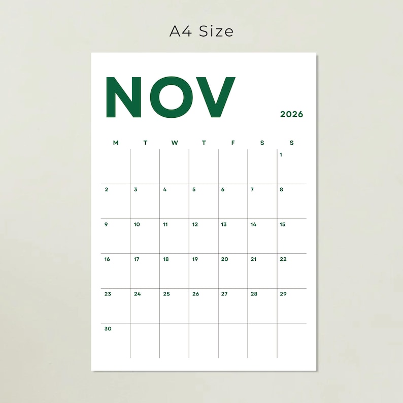 Minimalist 2026 Calendar 2026 Planner Portrait Printable PDF Wall ...