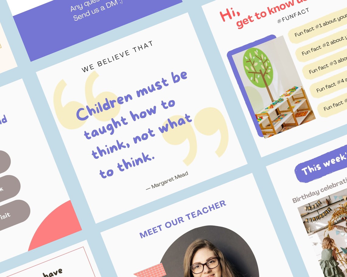 30 Engagement Post for Kids Education Instagram Canva Template - Etsy