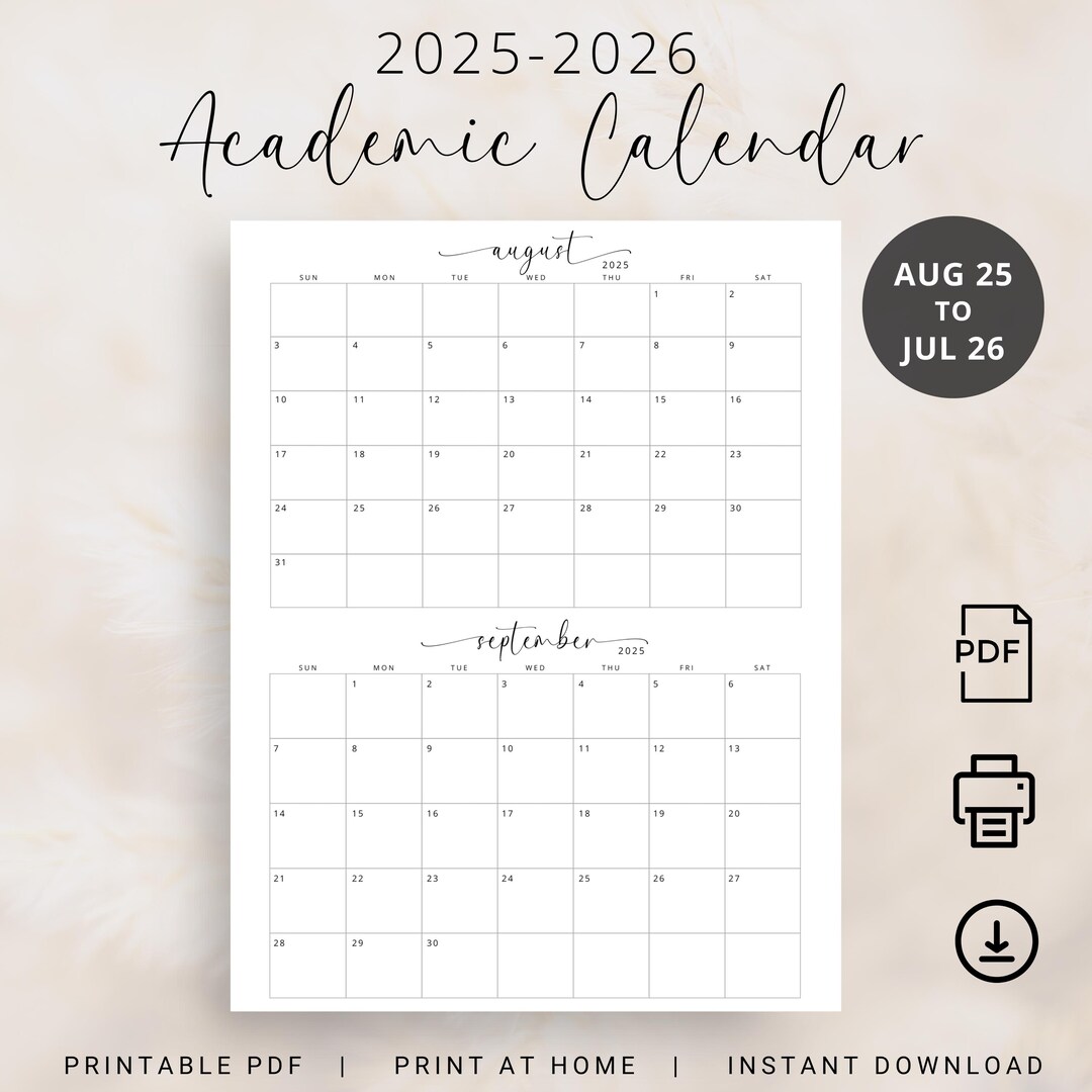 2025-2026 Academic Planner 2025 2026 School Year Calendar August 2025 ...