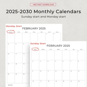 2025 to 2030 Monthly Planner Portrait Calendar 2025-2030 Monthly ...