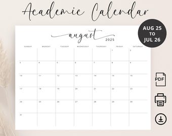2025-2026 Academic Planner 2025 2026 School Year Calendar August 2025 ...