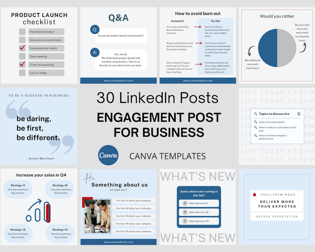 30 Engagement Post for Business Linkedin Post Canva Templates - Etsy
