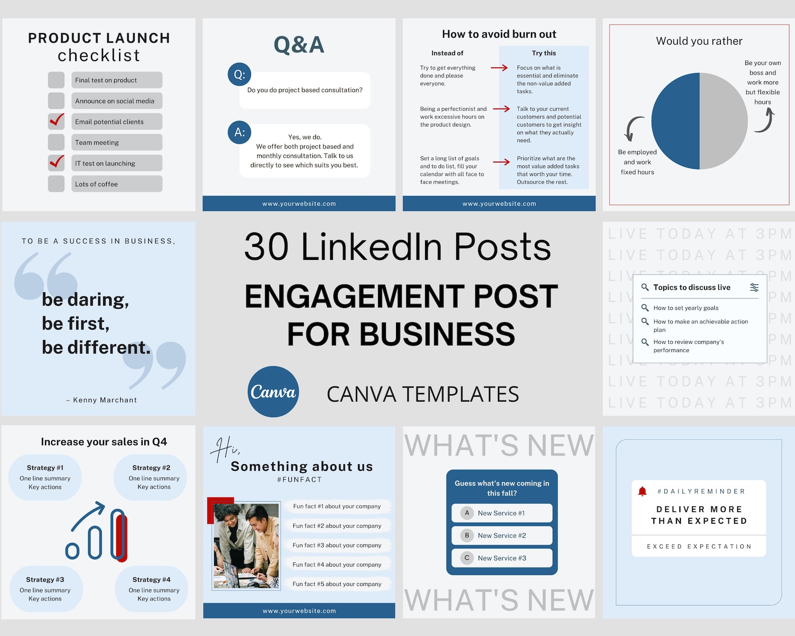 30 Engagement Post for Business Linkedin Post Canva Templates - Etsy