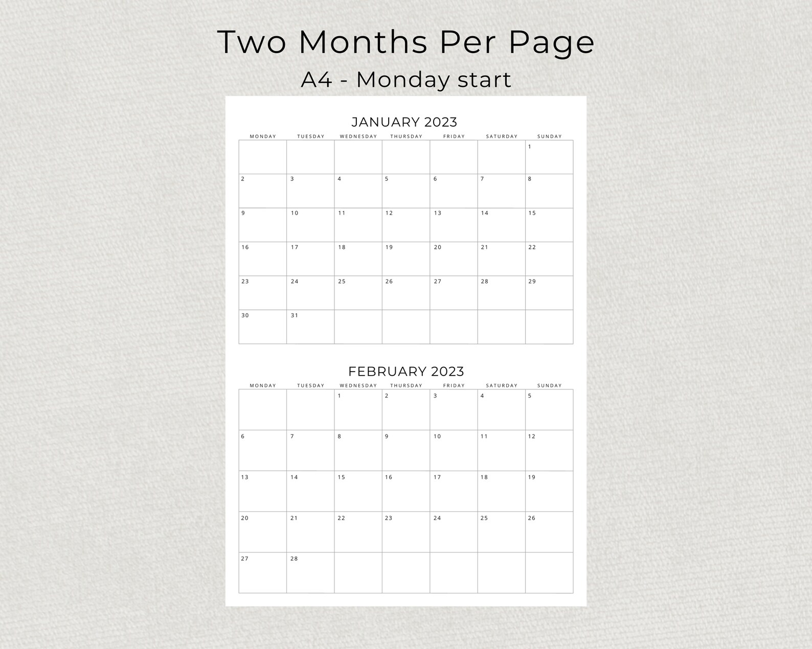 2023 Calendar 2023 Planner 2 Month Calendar Wall Calendar 2 Months per ...