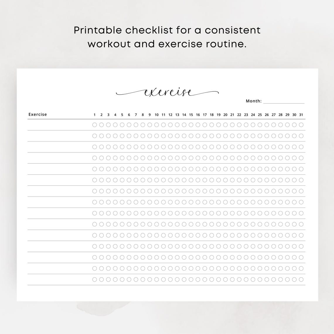 Workout Checklist Printable Daily Workout Routine Tracker Gym Log ...