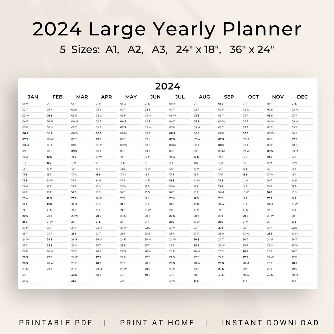 2024 Large Yearly Planner 2024 Year Wall Planner Landscape 2024 Planner ...